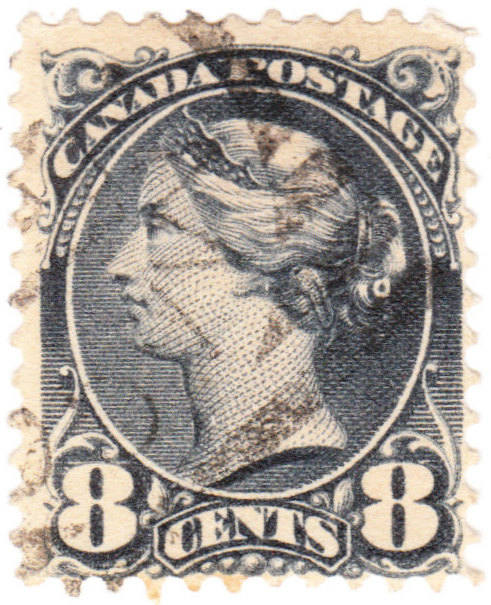 Squared Circle Cancellations on Eight Cent Small Queen Stamps