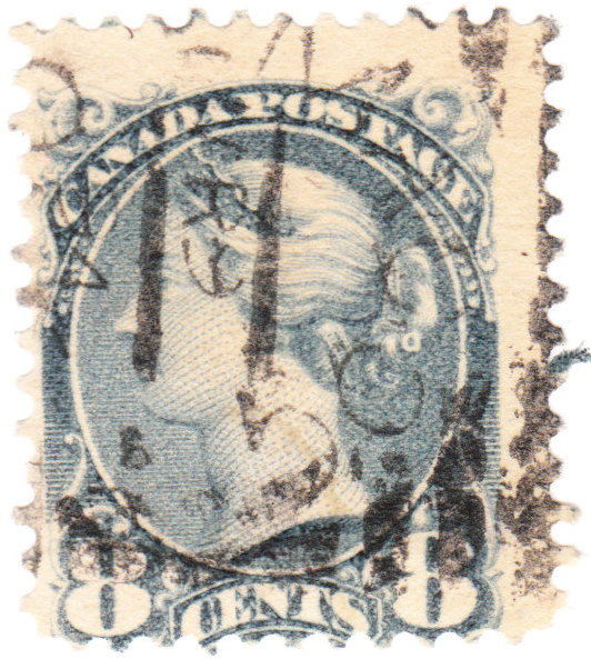 Squared Circle Cancellations on Eight Cent Small Queen Stamps